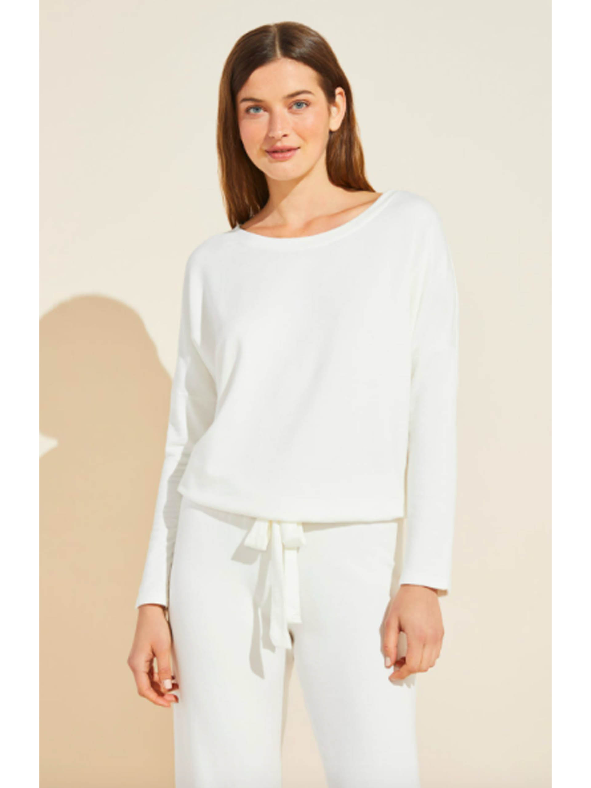 Eberjey -Softest Sweats The Slouchy Top In Winter White - Tracy Anderson